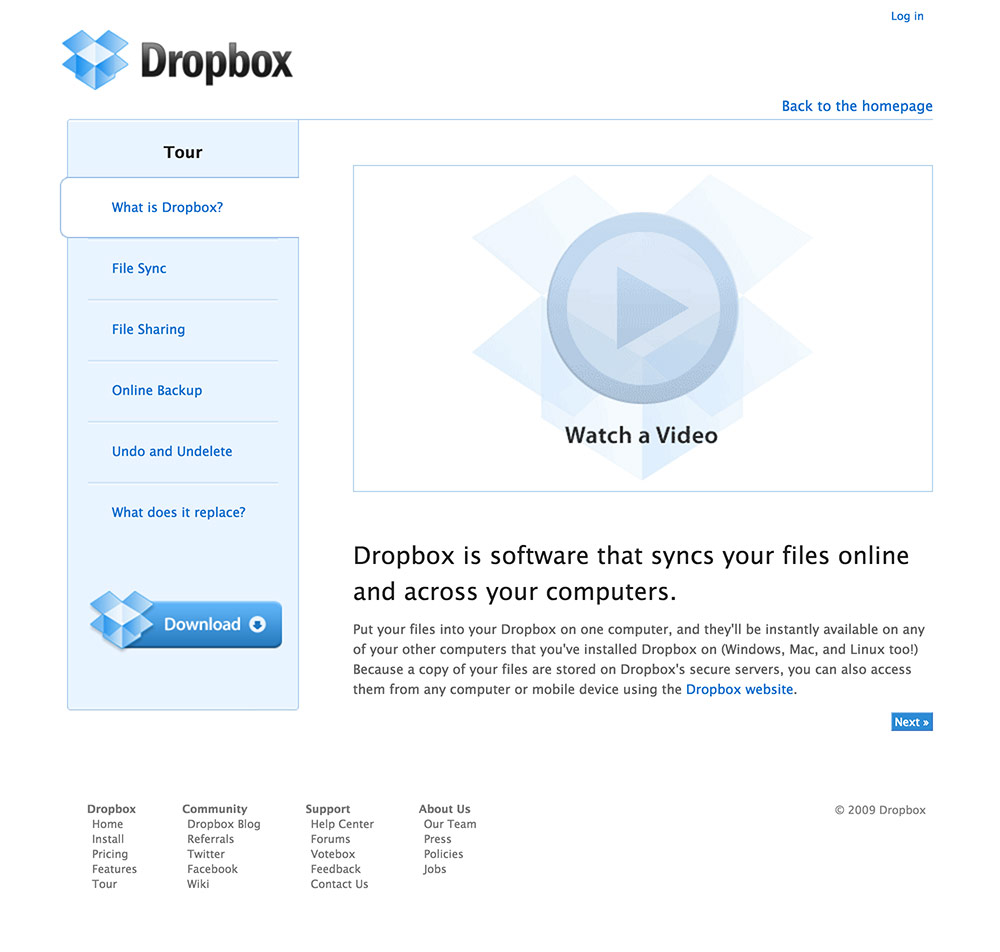 UX Timeline | Dropbox | Back to the past!